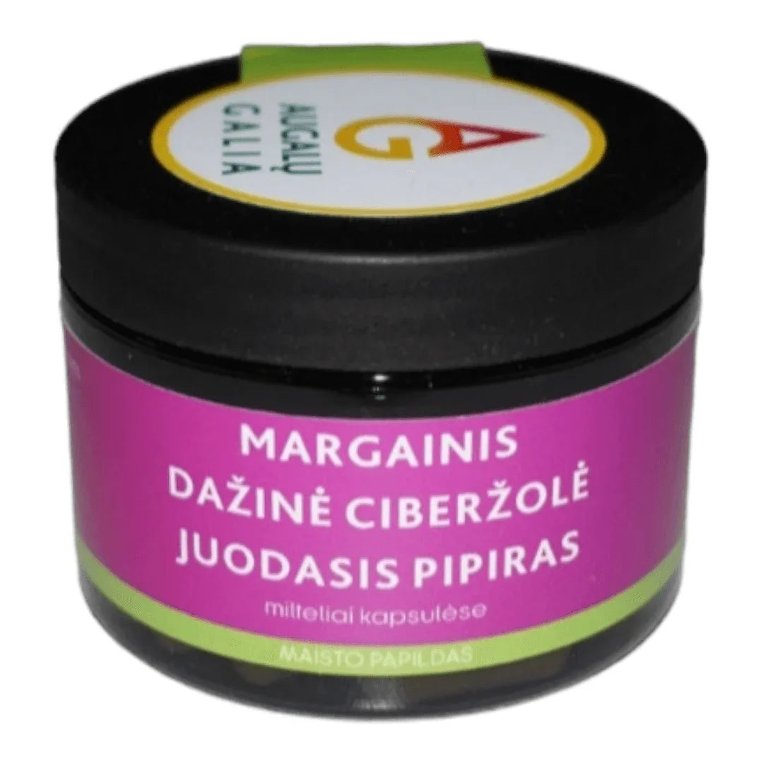 MARGAINIS+DAŽINĖ CIBERŽOLĖ + JUODASIS PIPIRAS Kapsulėse.- Kepenų ...