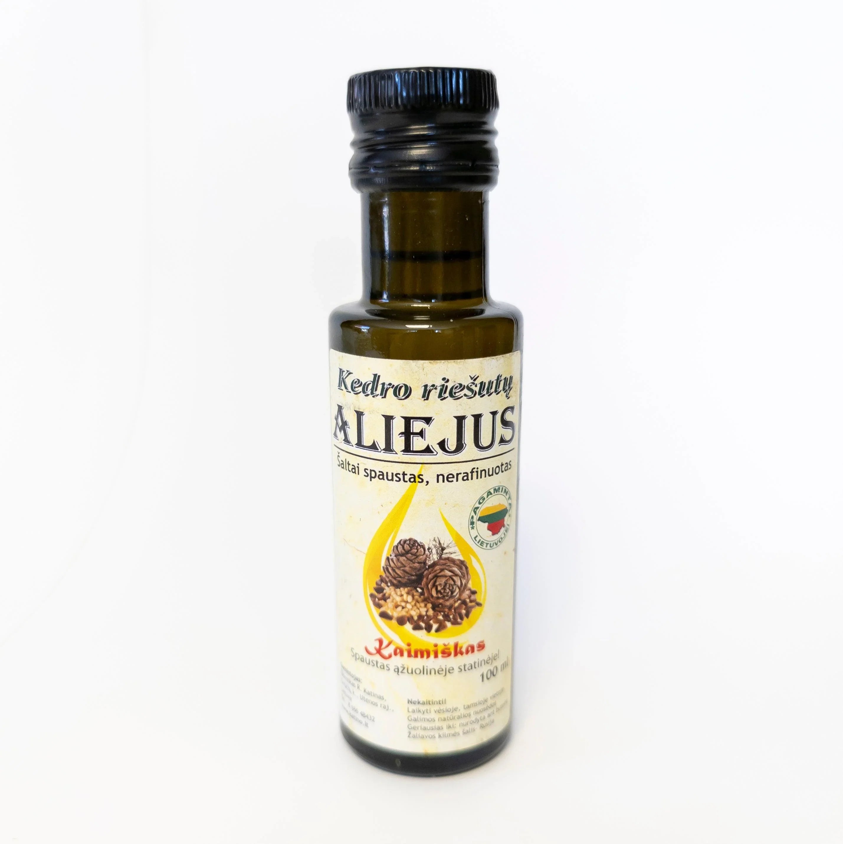 Kedro riešutų šalto spaudimo aliejus 100g🍃 – Šauniausia kaimynystė